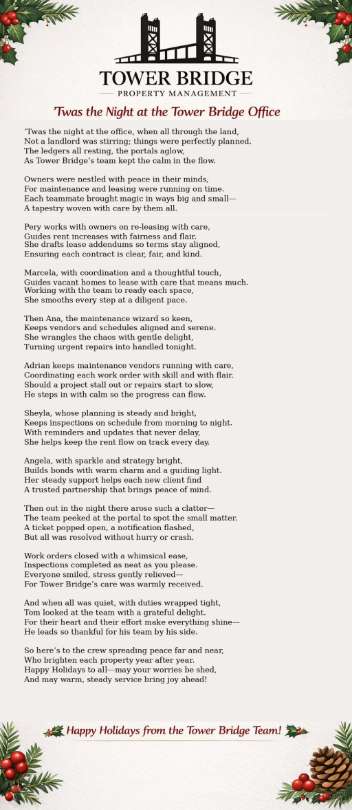 A Holiday Poem Celebrating the Tower Bridge Team